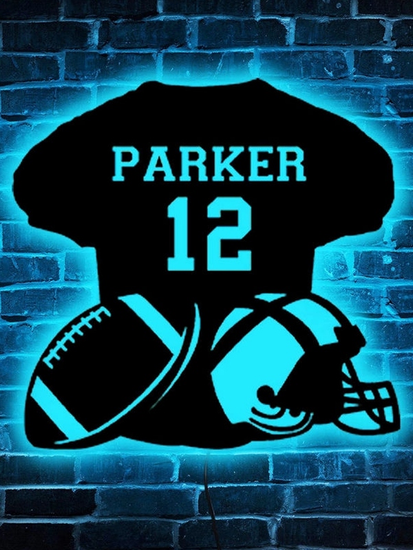 Personalized Football Player Metal Sign Light